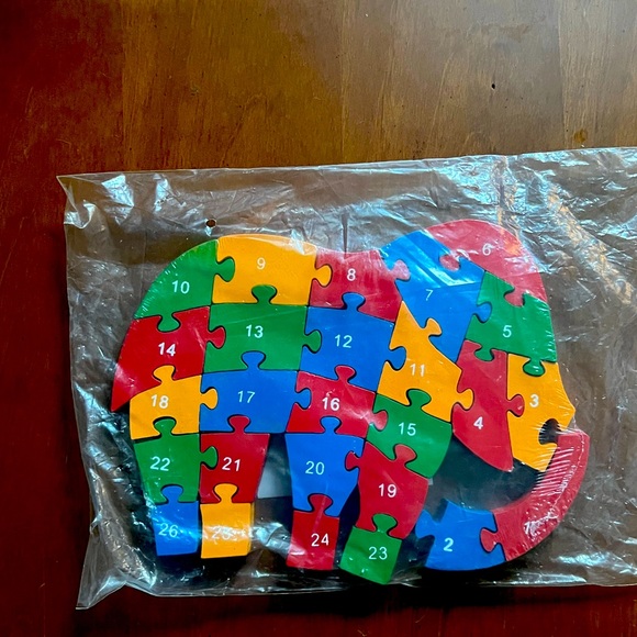 Toys | Wooden Elephant Alphabet Number Blocks Jigsaw Puzzle 2 In 1 Abc ...